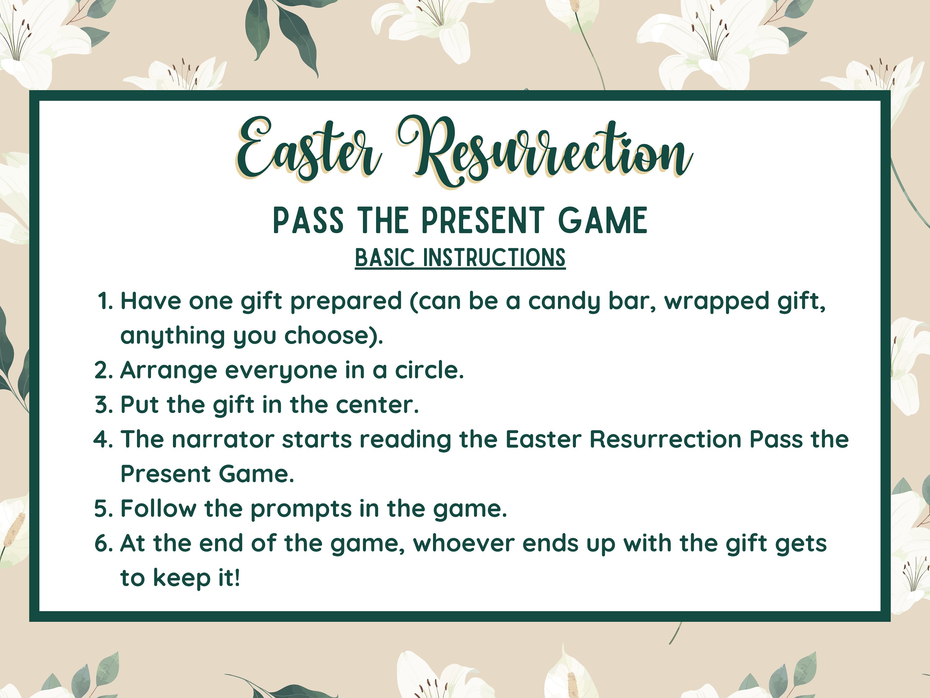 Easter Resurrection Pass the Present Game (PDF Download) - Etsy