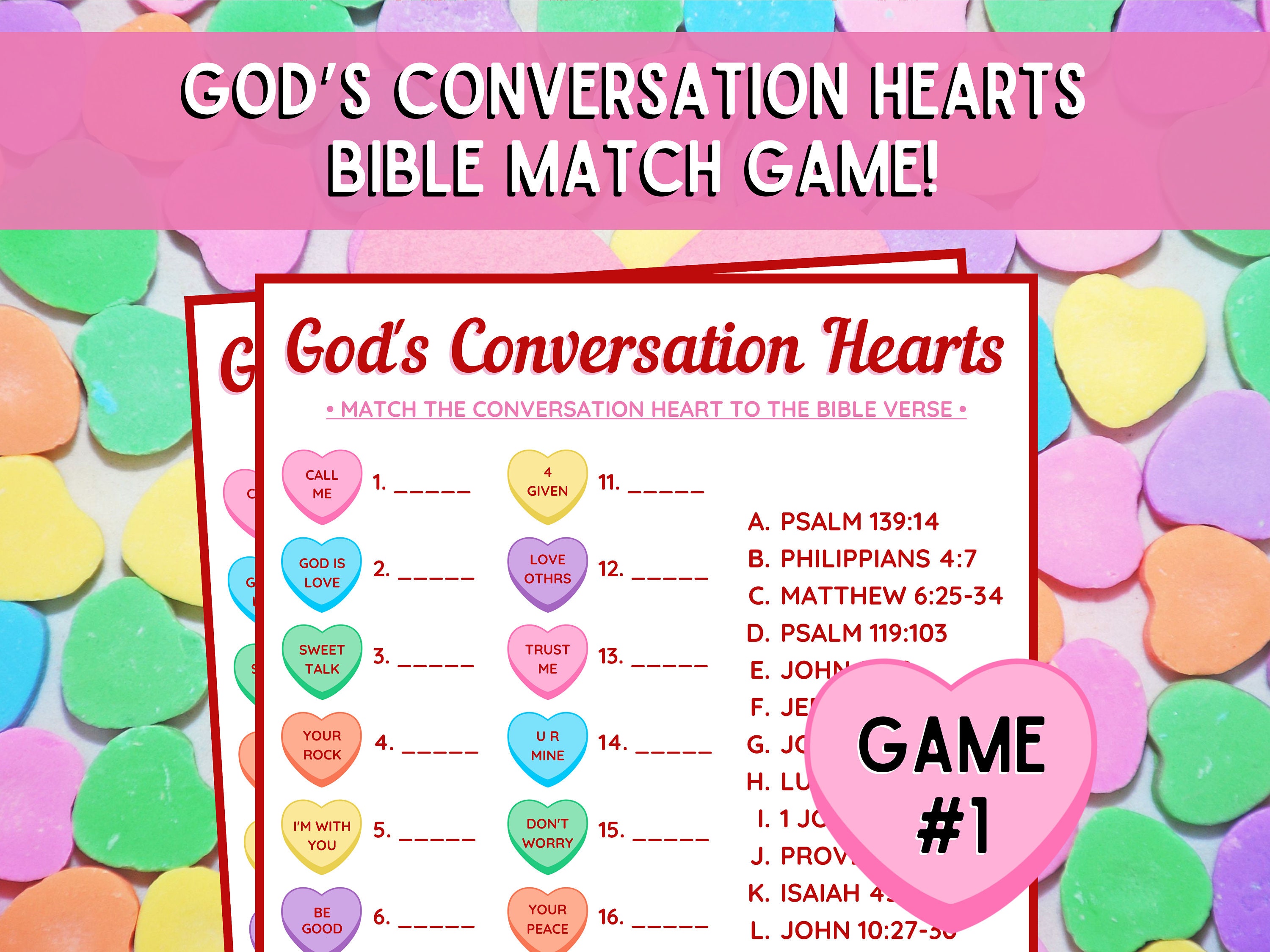Bible Valentine's Day Game Bundle | Valentine Bible Match Party Game ...