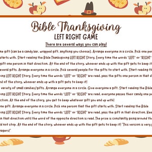 Bible Thanksgiving Left Right Game | Thanksgiving Left Right Story ...