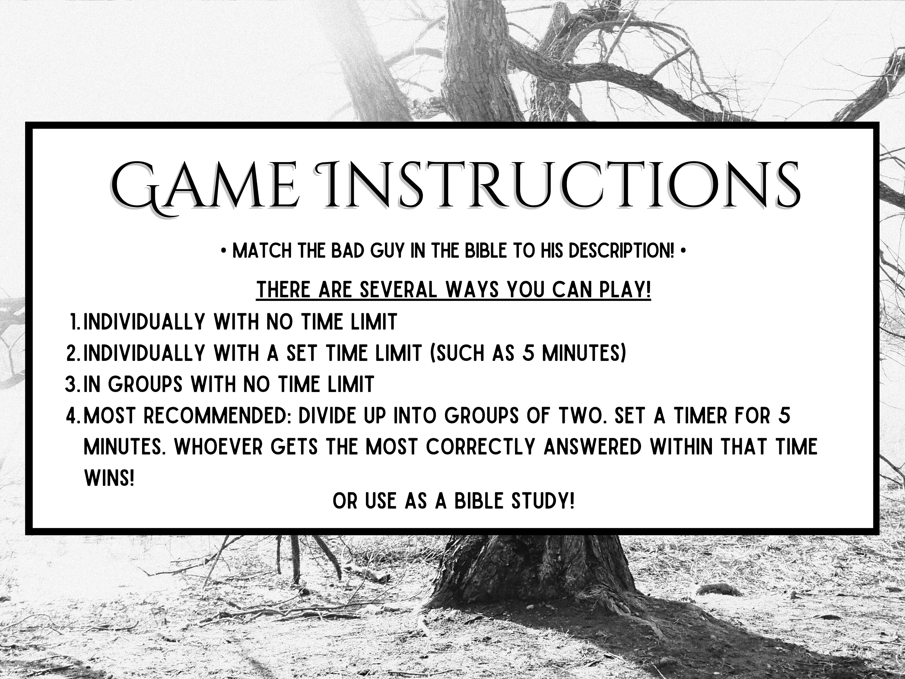 Bad Guys in the Bible Match Game: Church Activity (PDF Download) - Etsy