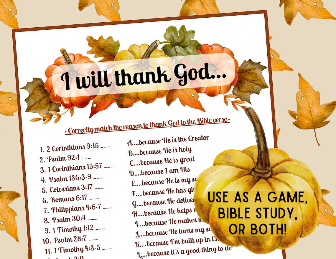 Give Thanks Bible Match Game Thanksgiving Bible Match - Etsy