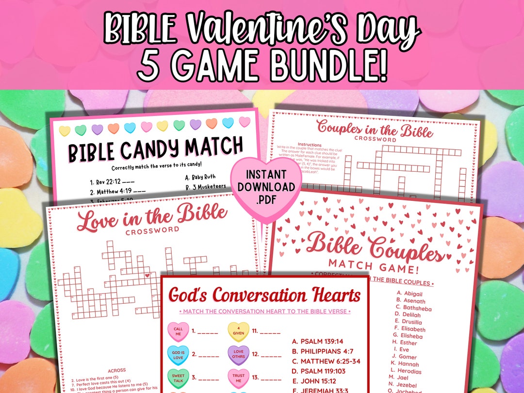 Bible Valentine's Day Game Bundle | Valentine Bible Match Party Game ...