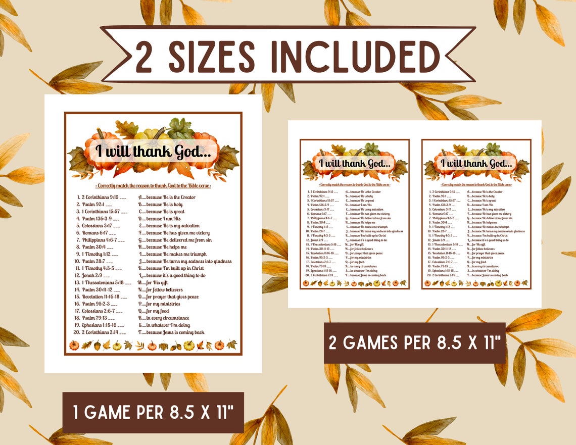 Give Thanks Bible Match Game Thanksgiving Bible Match - Etsy
