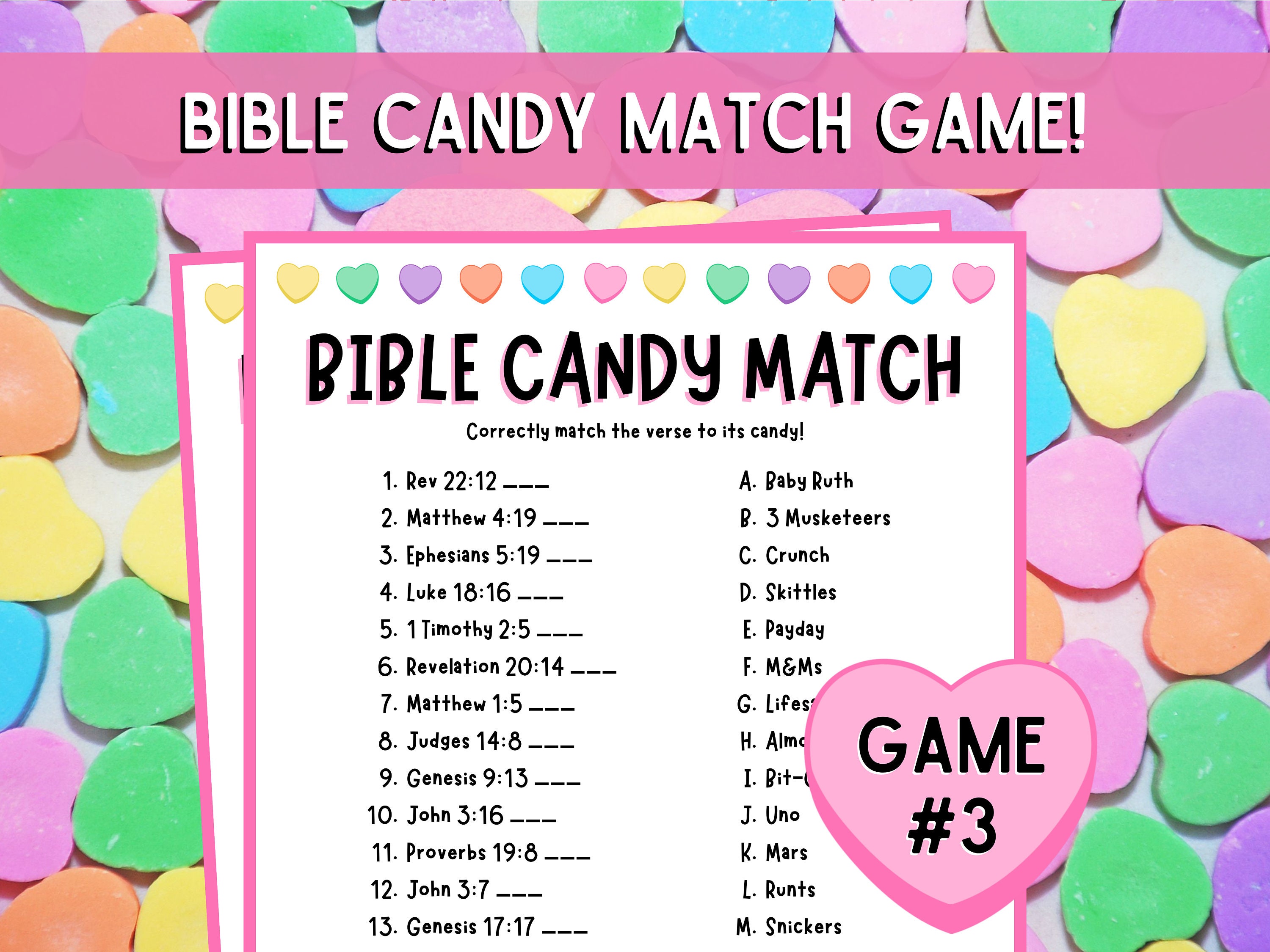 Bible Valentine's Day Game Bundle | Valentine Bible Match Party Game ...