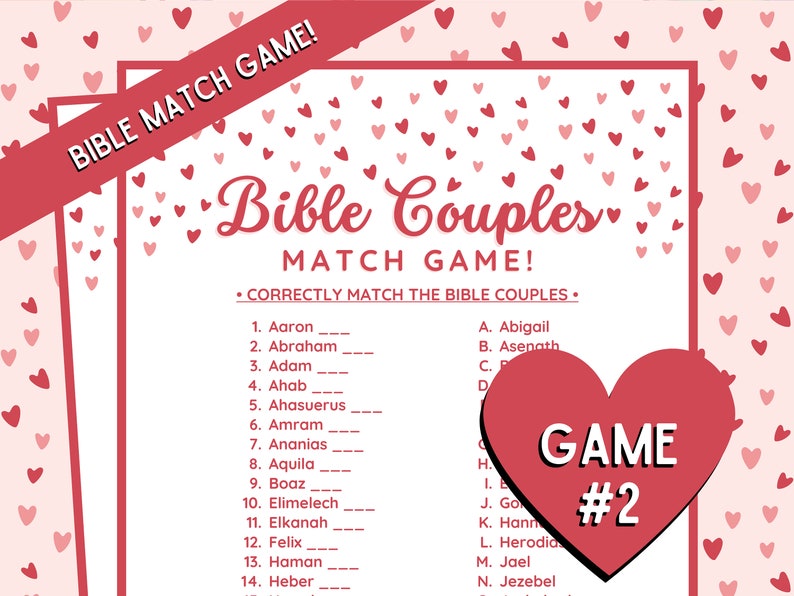 Bible Valentine's Day Game Bundle | Valentine Bible Match Party Game ...
