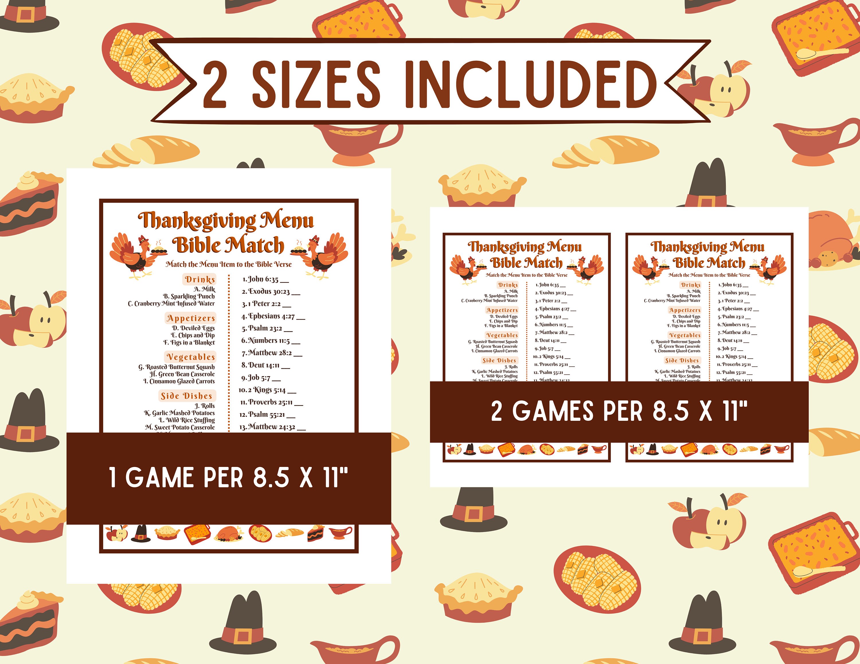 Thanksgiving Menu Bible Match Game | Thanksgiving Dinner Bible Match ...