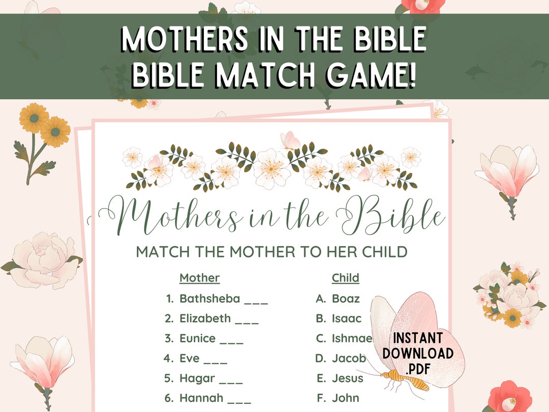 Mother's Day Bible Match Game: Church Party (PDF Download) - Etsy