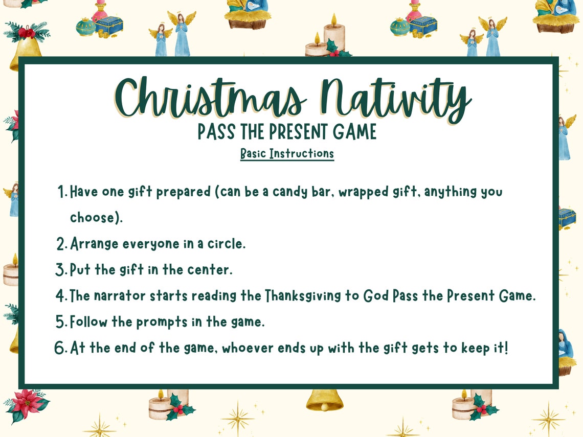Christmas Nativity 'pass the Present' Game: Bible Story (PDF Download ...