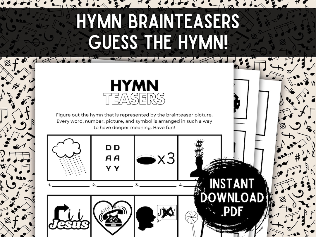 Hymn Brainteaser Game: Rebus Puzzles, Christian Party (PDF Download) - Etsy