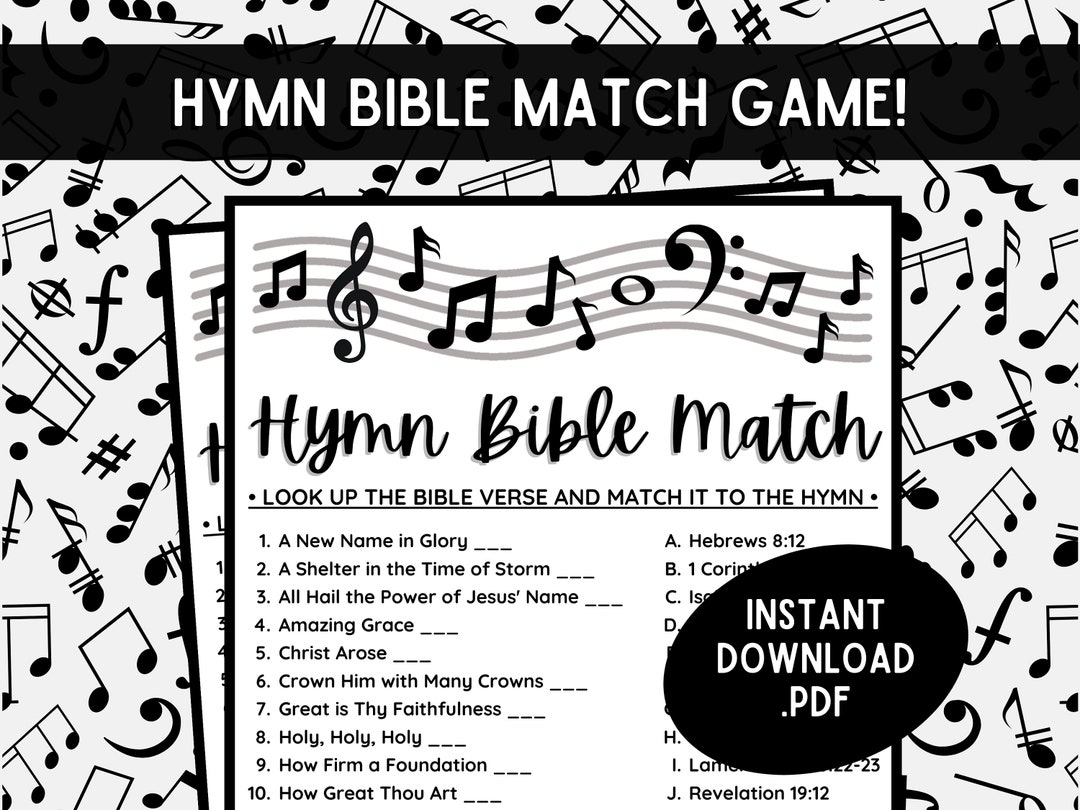 Hymn Bible Verse Match Game: Fun Church Activity (PDF Download) - Etsy