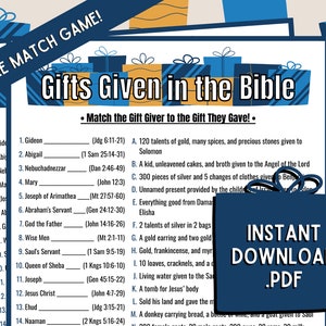 Gifts Given in the Bible Match Game Bible Trivia Game - Etsy