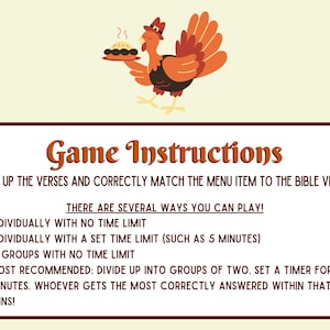 Thanksgiving Menu Bible Match Game | Thanksgiving Dinner Bible Match ...