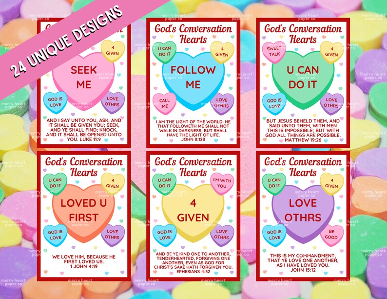 God's Conversation Hearts Valentine Cards Bible - Etsy