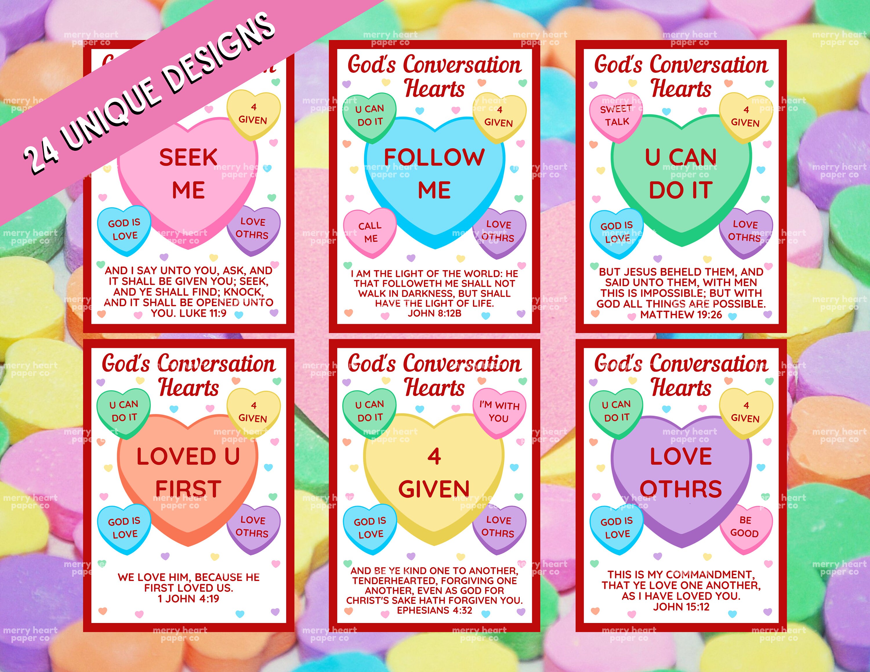 God's Conversation Hearts Valentine Cards Bible - Etsy