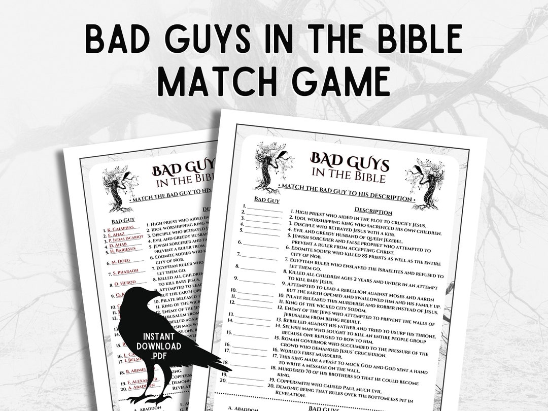 Bad Guys in the Bible Match Game: Church Activity (PDF Download) - Etsy
