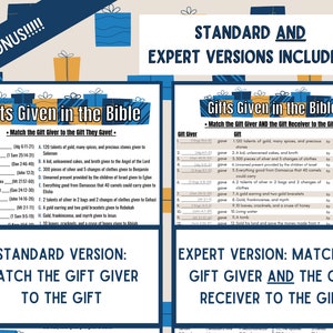Gifts Given in the Bible Match Game Bible Trivia Game Bible Match Game ...