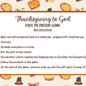 Thanksgiving Pass the Present Game: Church Activity (PDF Download) - Etsy