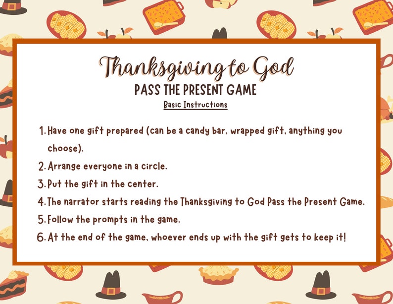 Thanksgiving Pass the Present Game: Church Activity (PDF Download) - Etsy
