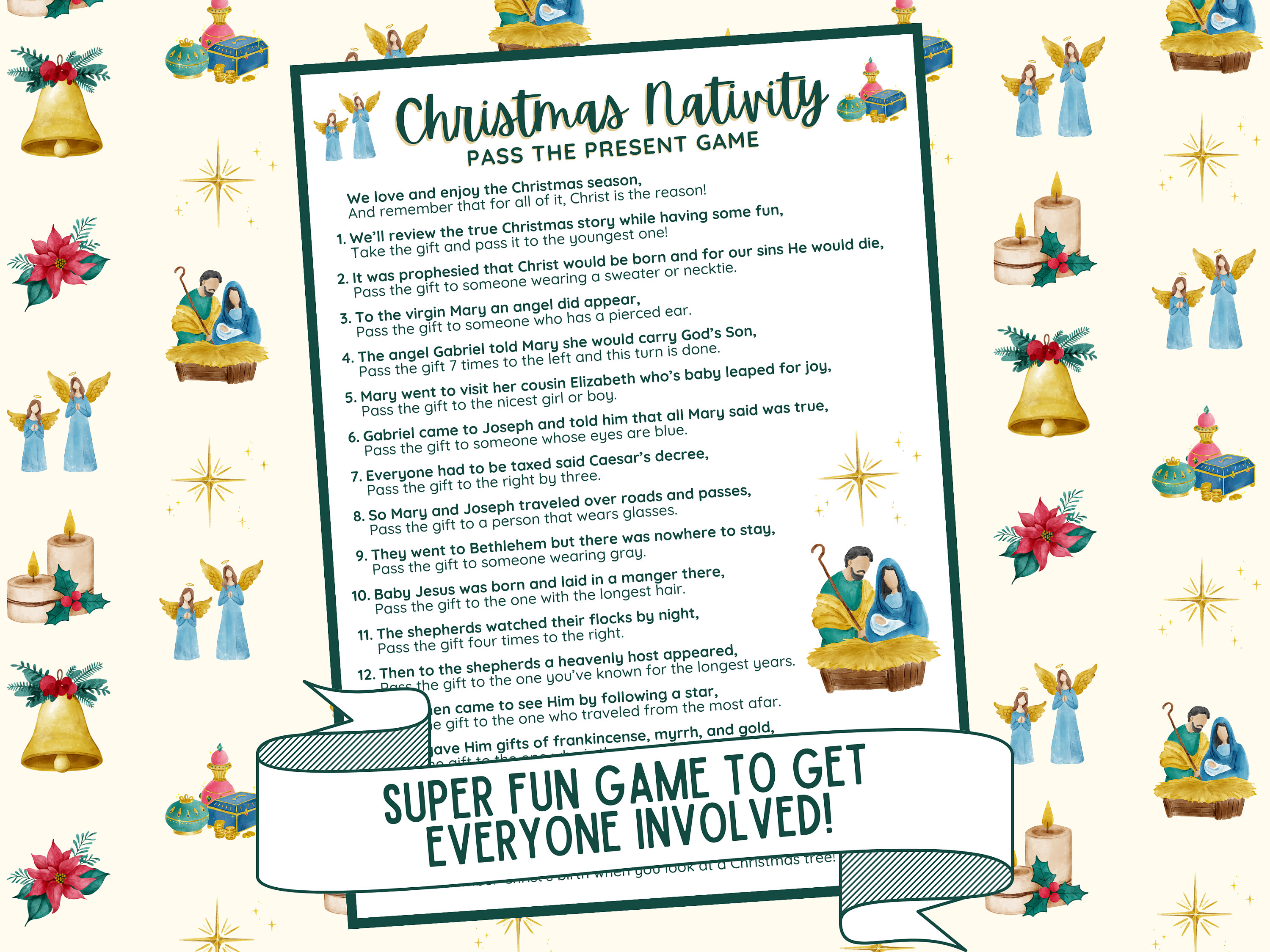 Christmas Nativity 'pass the Present' Game: Bible Story (PDF Download ...