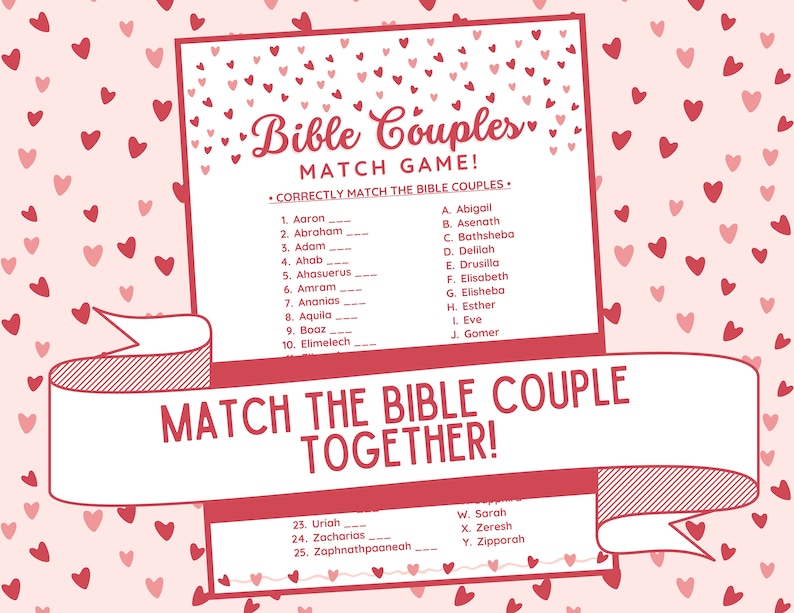 Bible Couples Match Game: Valentine or Marriage Party (PDF Download) - Etsy