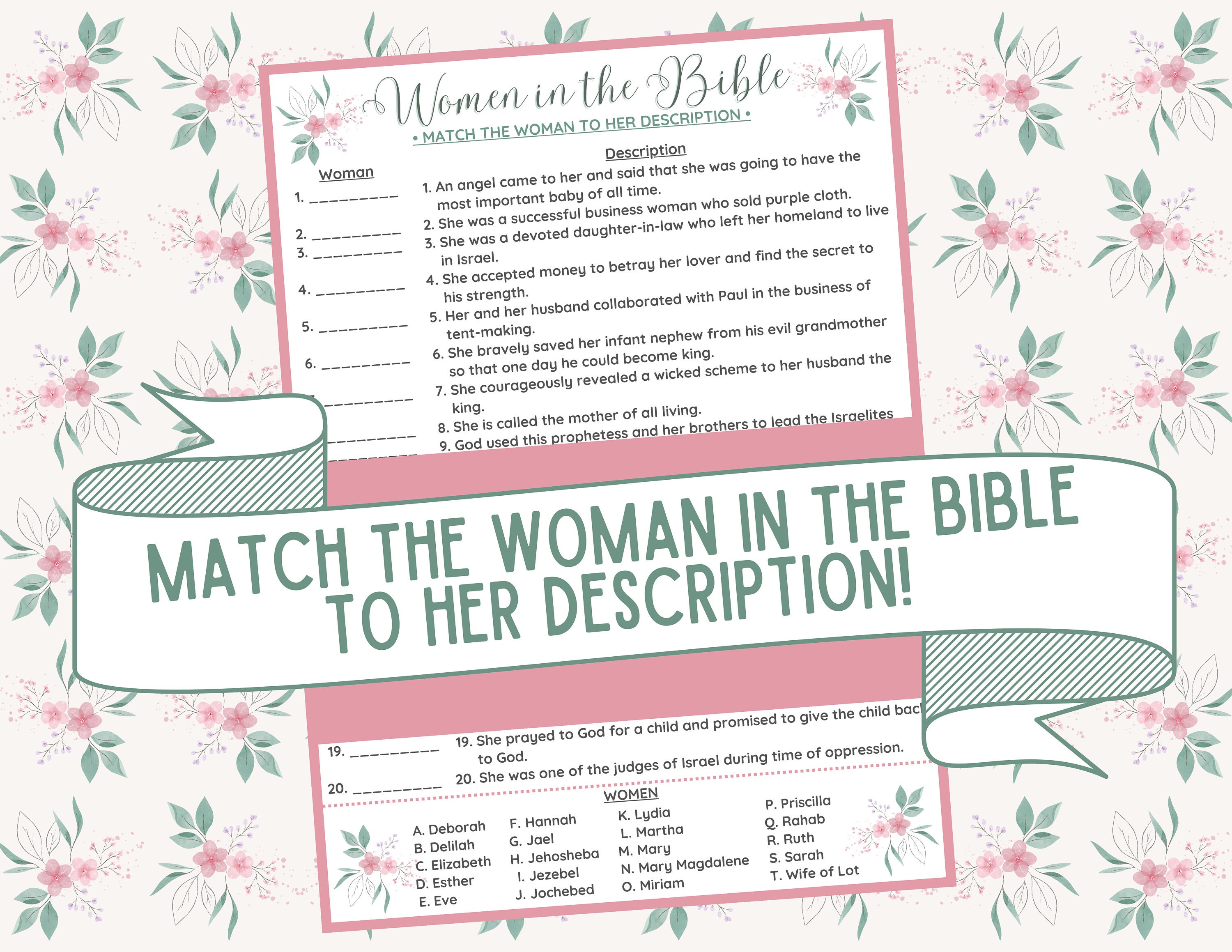 Women in the Bible Women in the Bible Match Game Ladies Group Games ...
