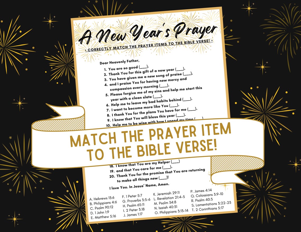 New Year's Bible Match Game - Etsy