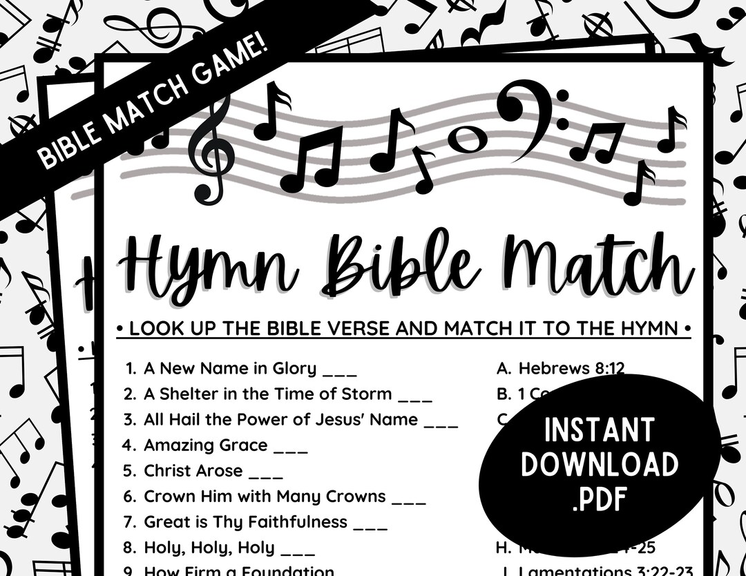 Hymn Bible Match Game Bible Match Party Game Bible Games - Etsy