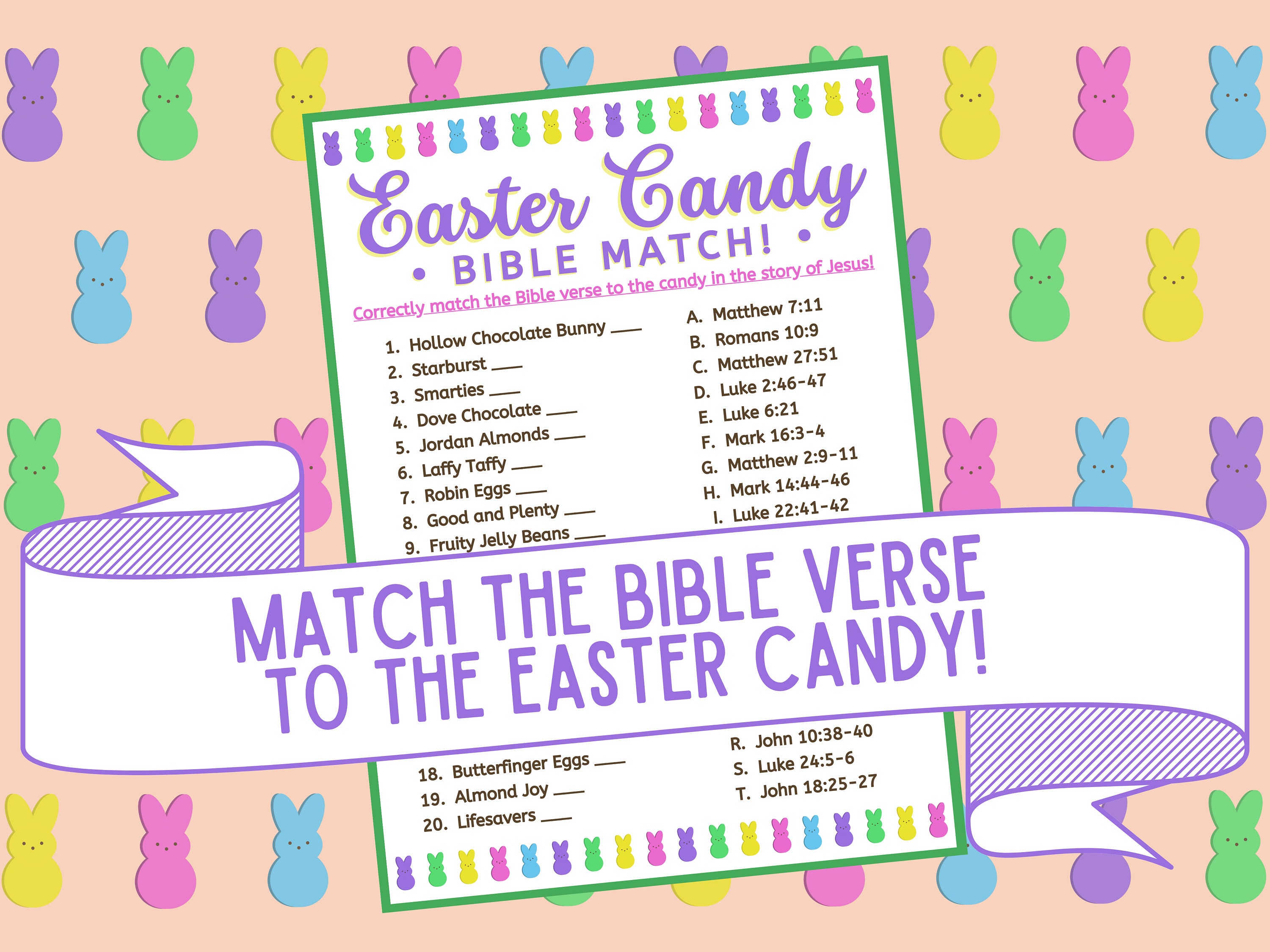 Easter Candy Bible Match Game | Easter Party Game | Easter Games for ...