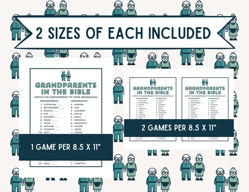 Grandparents in the Bible Match Party Game | Grandparent's Day Bible ...