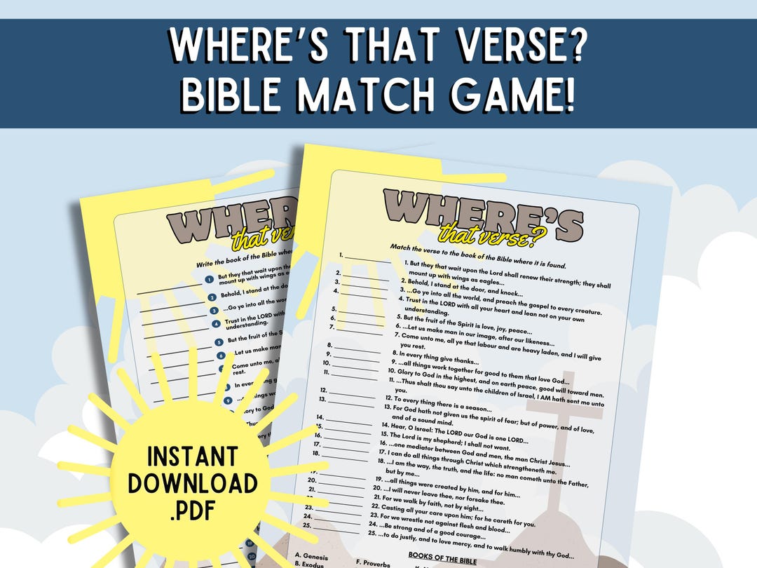 Bible Verse Match Game: Fun Church Activity (PDF Download) - Etsy