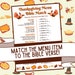 Thanksgiving Menu Bible Match Game | Thanksgiving Dinner Bible Match ...
