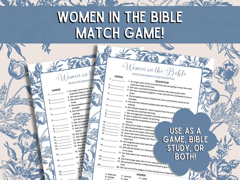 Women in the Bible Match Game: Ladies Bible Study (PDF Download) - Etsy
