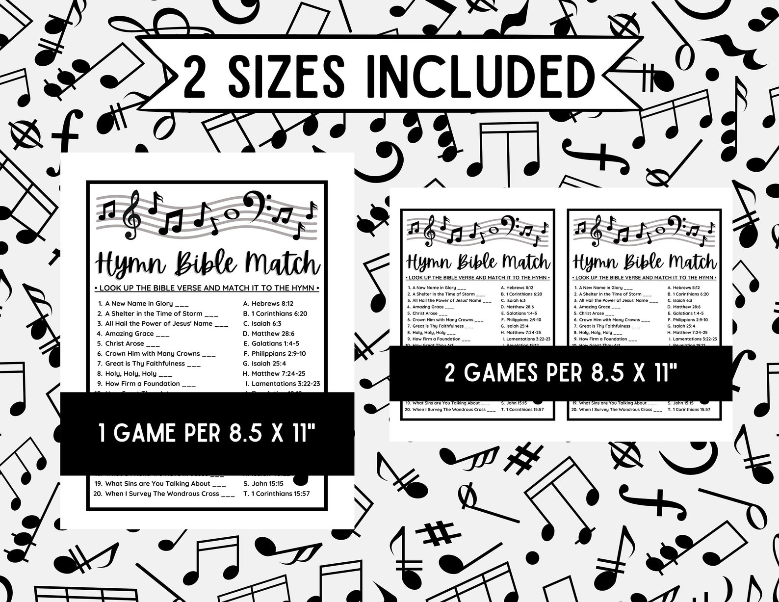 Hymn Bible Verse Match Game: Fun Church Activity (PDF Download) - Etsy