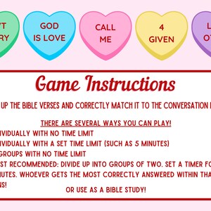 Valentine Bible Match Game: God's Conversation Hearts (PDF Download) - Etsy