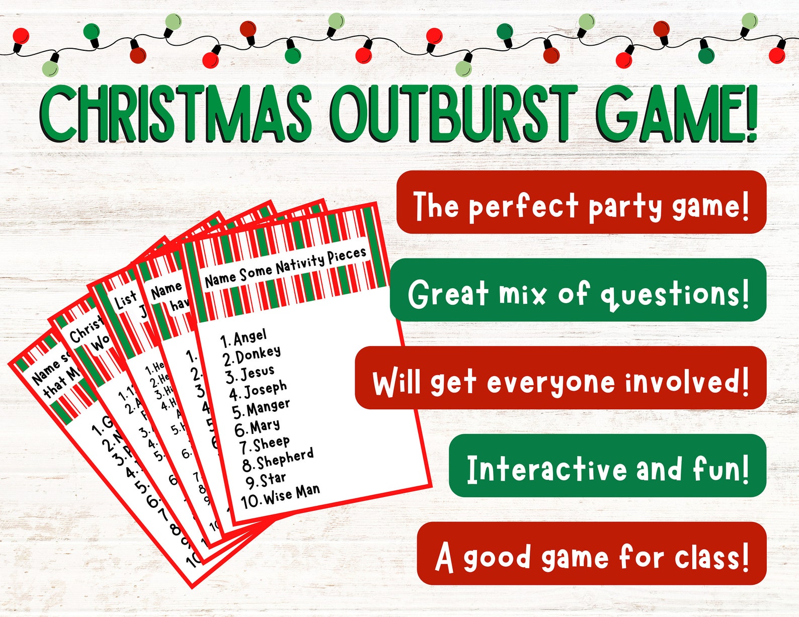 Christmas Outburst Game Christmas Party Game Bible Games - Etsy