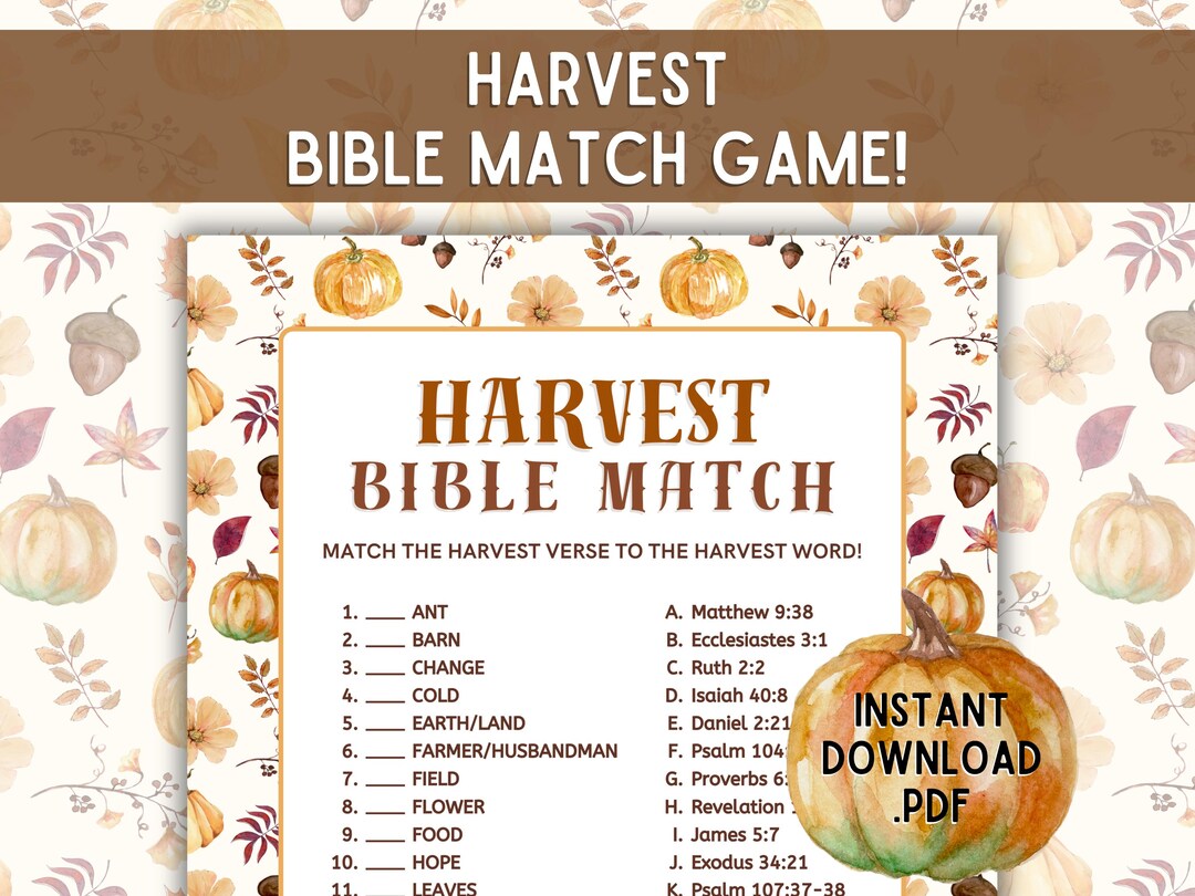 Harvest Bible Match Game: Fall Thanksgiving Party (PDF) - Etsy