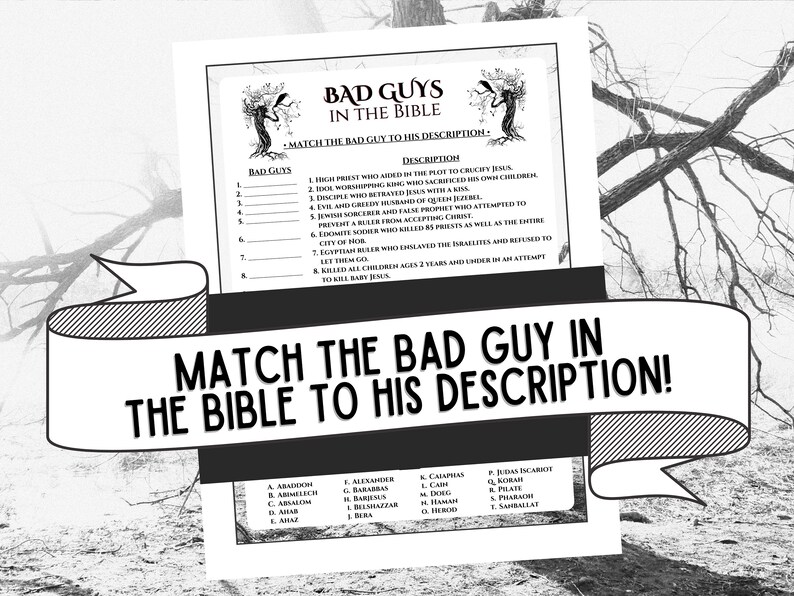 Bad Guys in the Bible Match Game: Church Activity (PDF Download) - Etsy