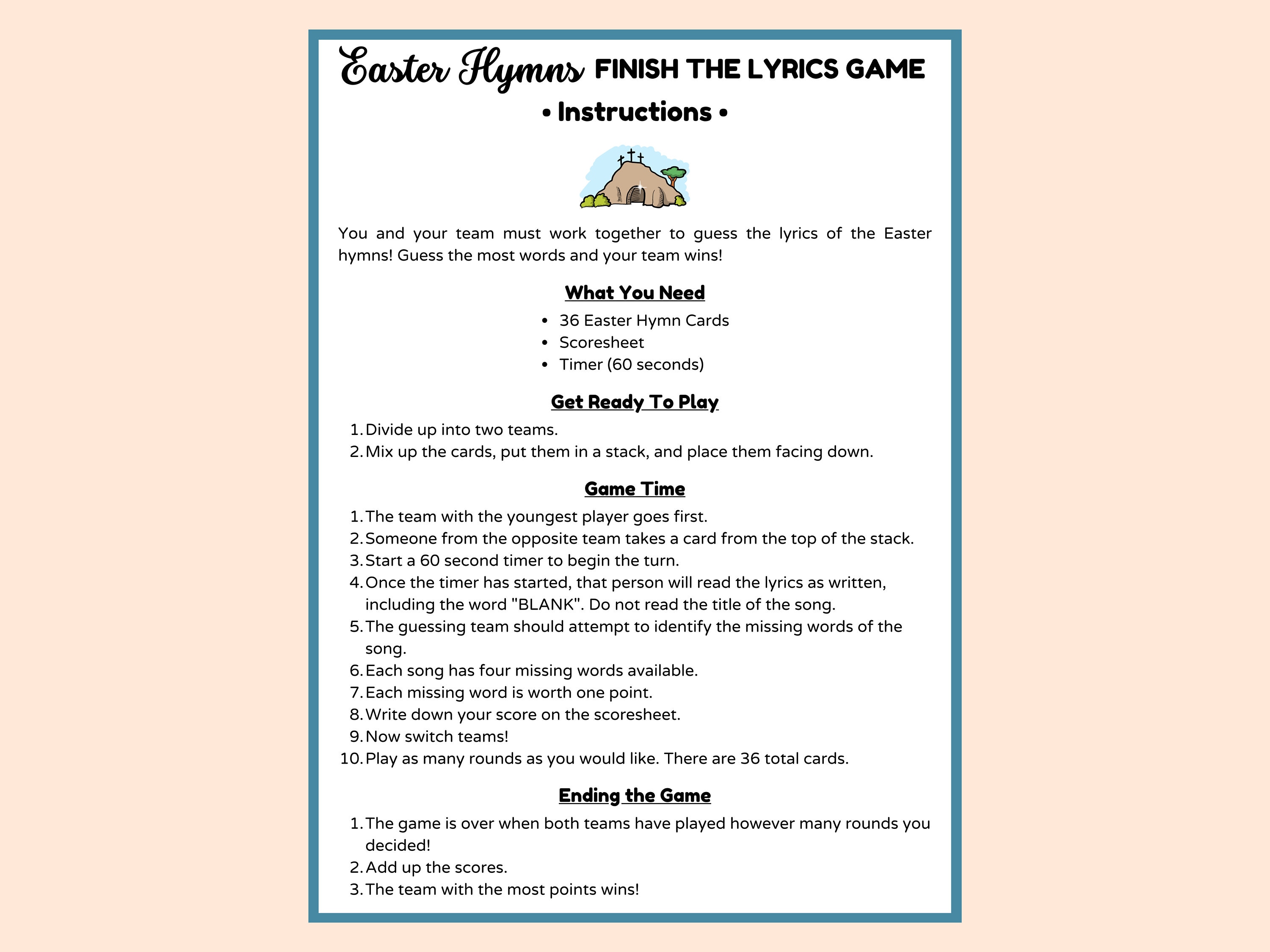 Easter Hymns Finish the Lyrics Game: Church Party (PDF Download) - Etsy