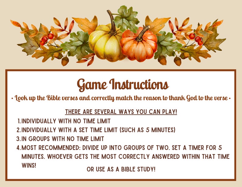 Give Thanks Bible Match Game Thanksgiving Bible Match - Etsy