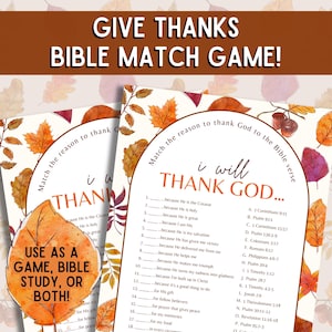 Give Thanks Bible Match Game: Thanksgiving Church Activity (PDF) - Etsy