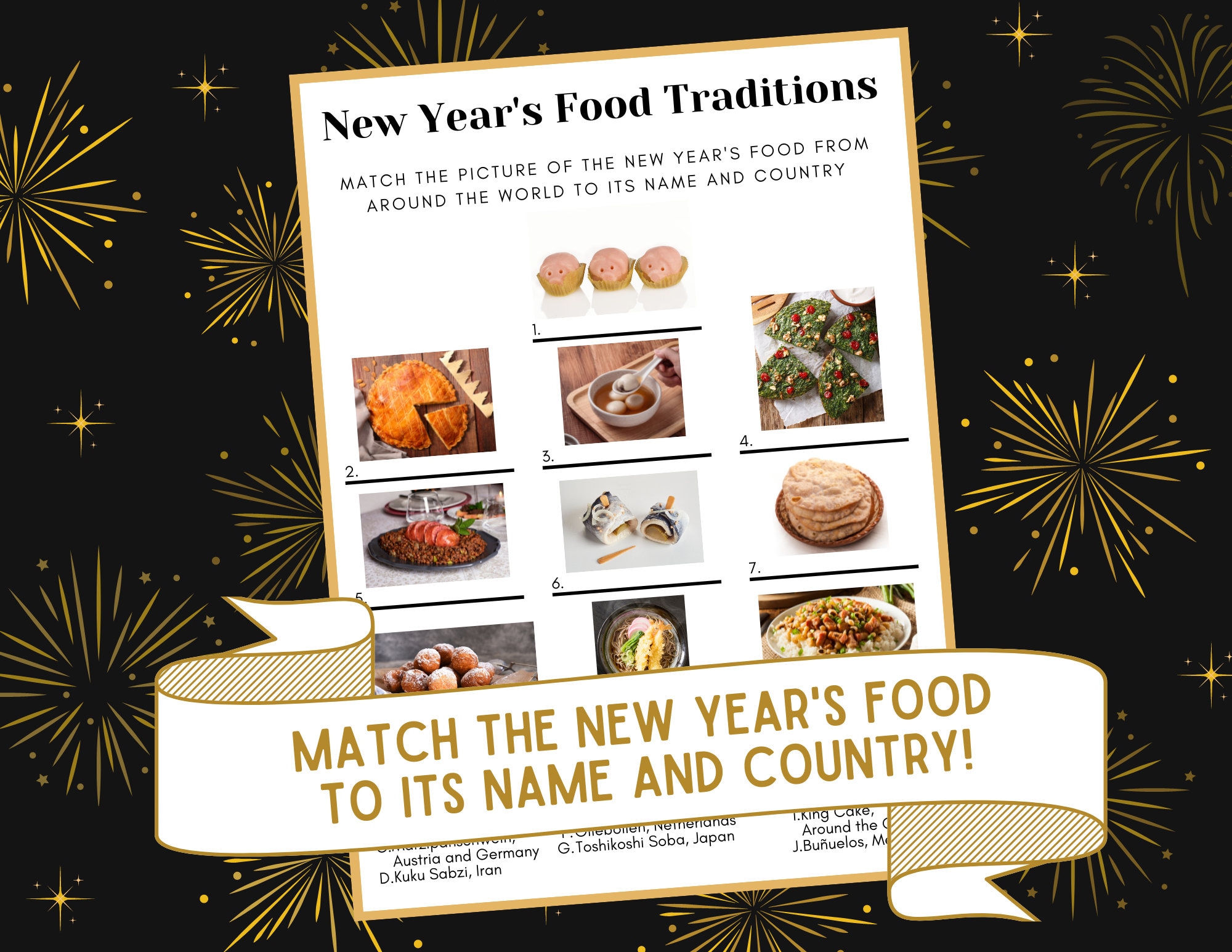 New Year's Food Traditions Match - Etsy