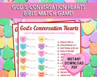 Bible Couples Match Game Valentine Bible Match Party Game Bible Games ...