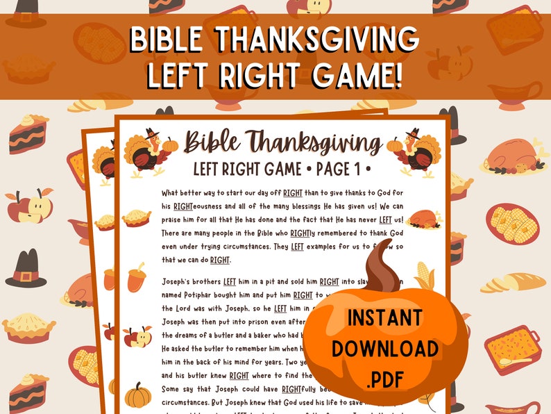 Bible Thanksgiving Left Right Story Game (PDF) - Etsy