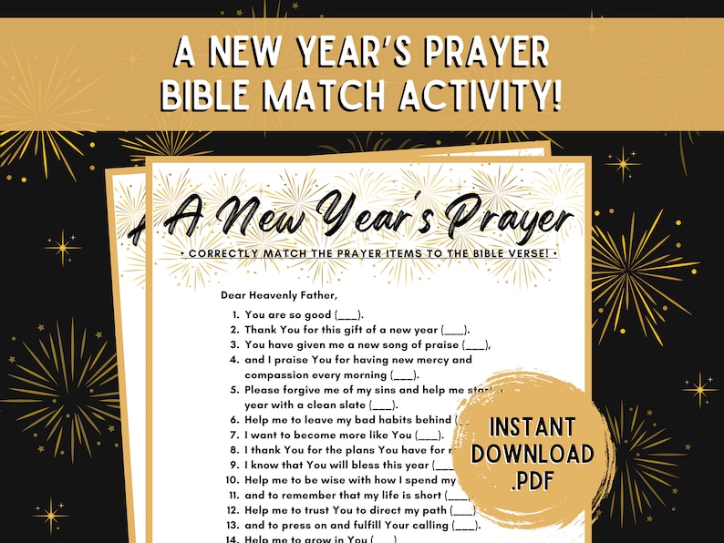New Year's Bible Match Game - Etsy