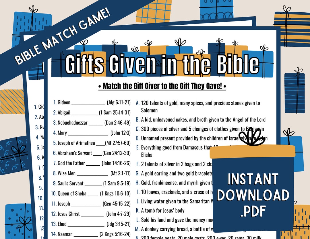 Gifts Given in the Bible Match Game Bible Trivia Game - Etsy