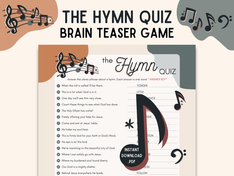 Hymn Quiz Game: Church Music Trivia (PDF Download) - Etsy