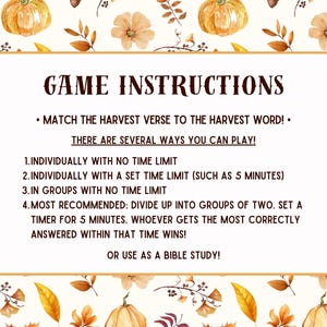 Harvest Bible Match Game: Fall Thanksgiving Party (PDF) - Etsy