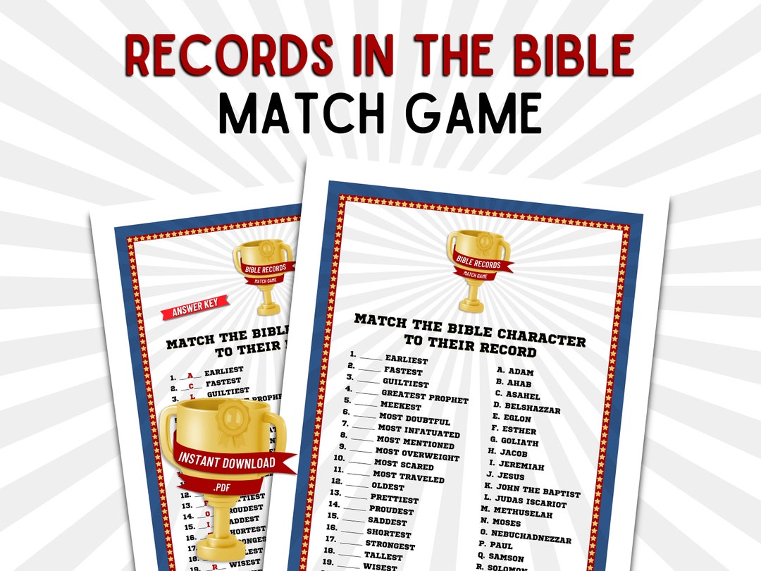 Bible Records Match Game: Fun Church Activity (PDF Download) - Etsy