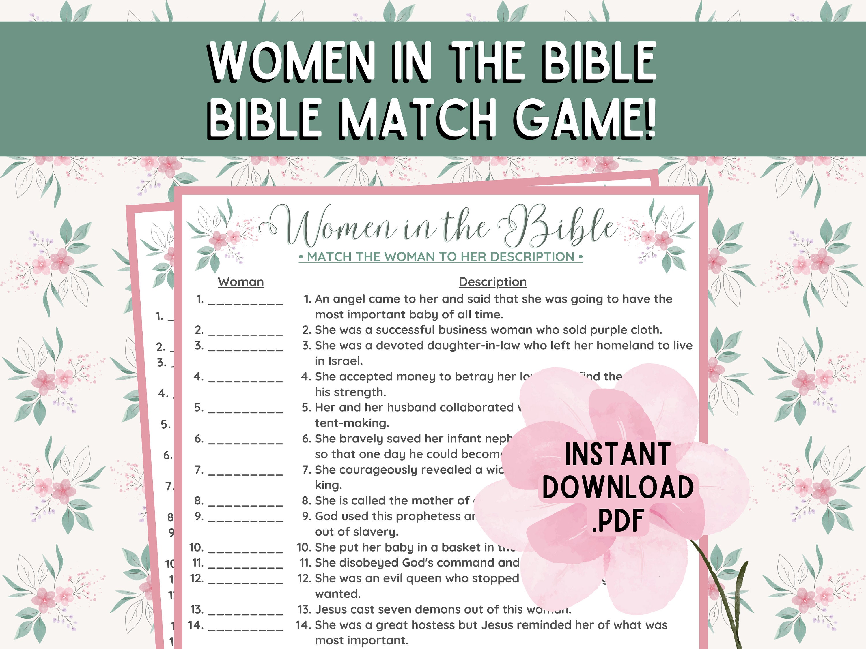 Women in the Bible Women in the Bible Match Game Ladies Group Games ...