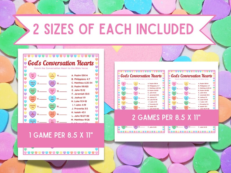 Valentine Bible Match Game: God's Conversation Hearts (PDF Download) - Etsy